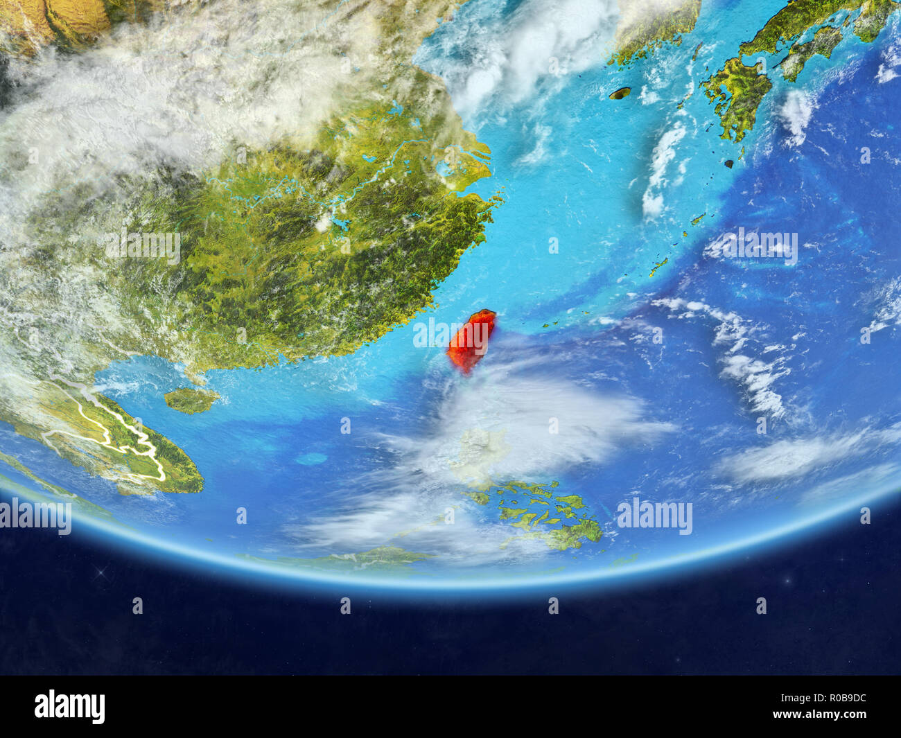 Taiwan on realistic model of planet Earth with country borders and very ...
