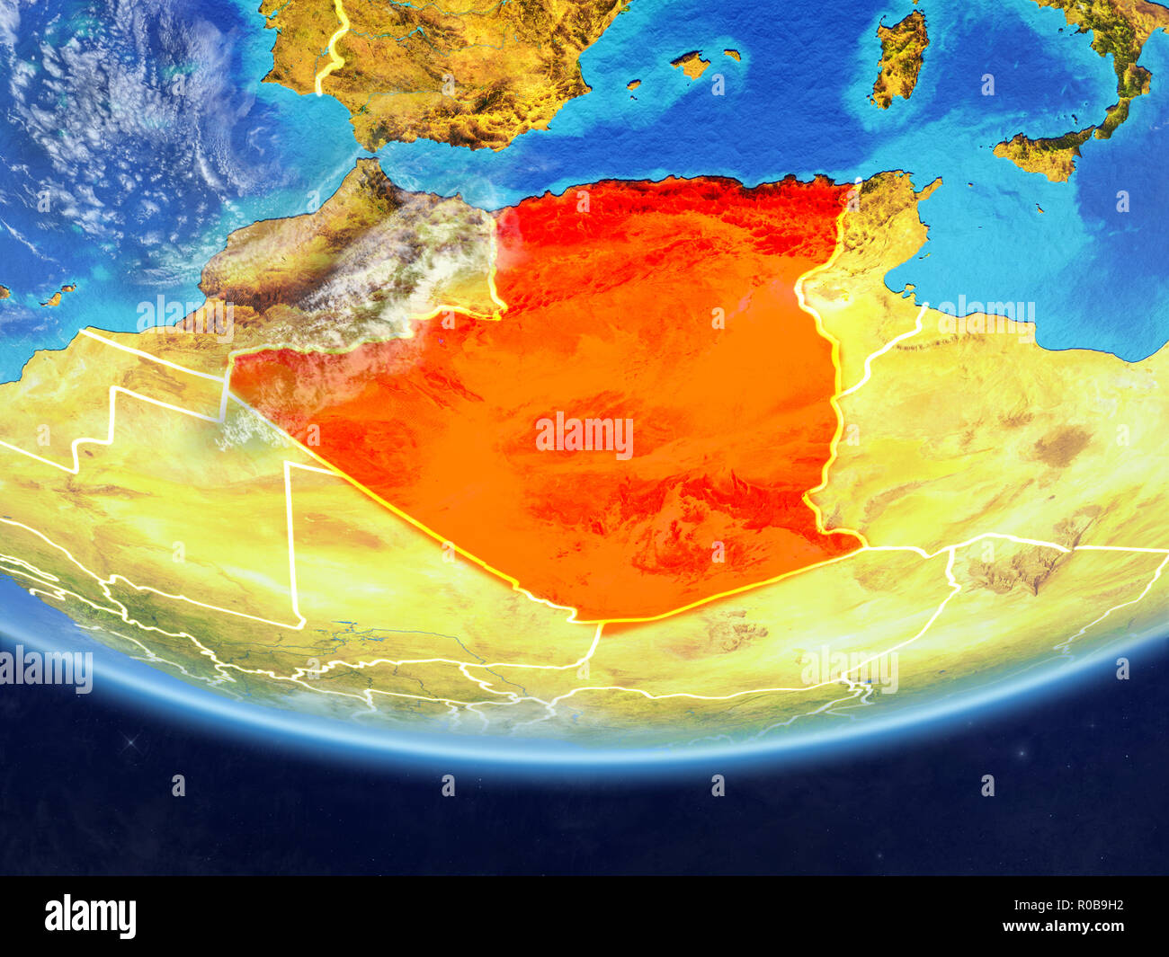 Algeria on realistic model of planet Earth with country borders and ...