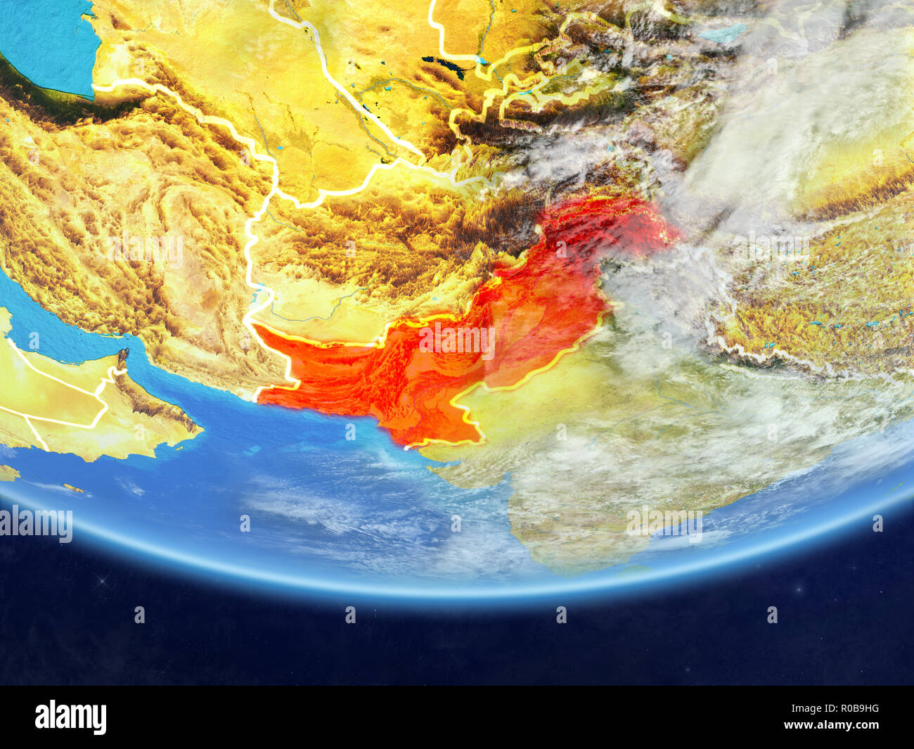 Pakistan on realistic model of planet Earth with country borders and ...