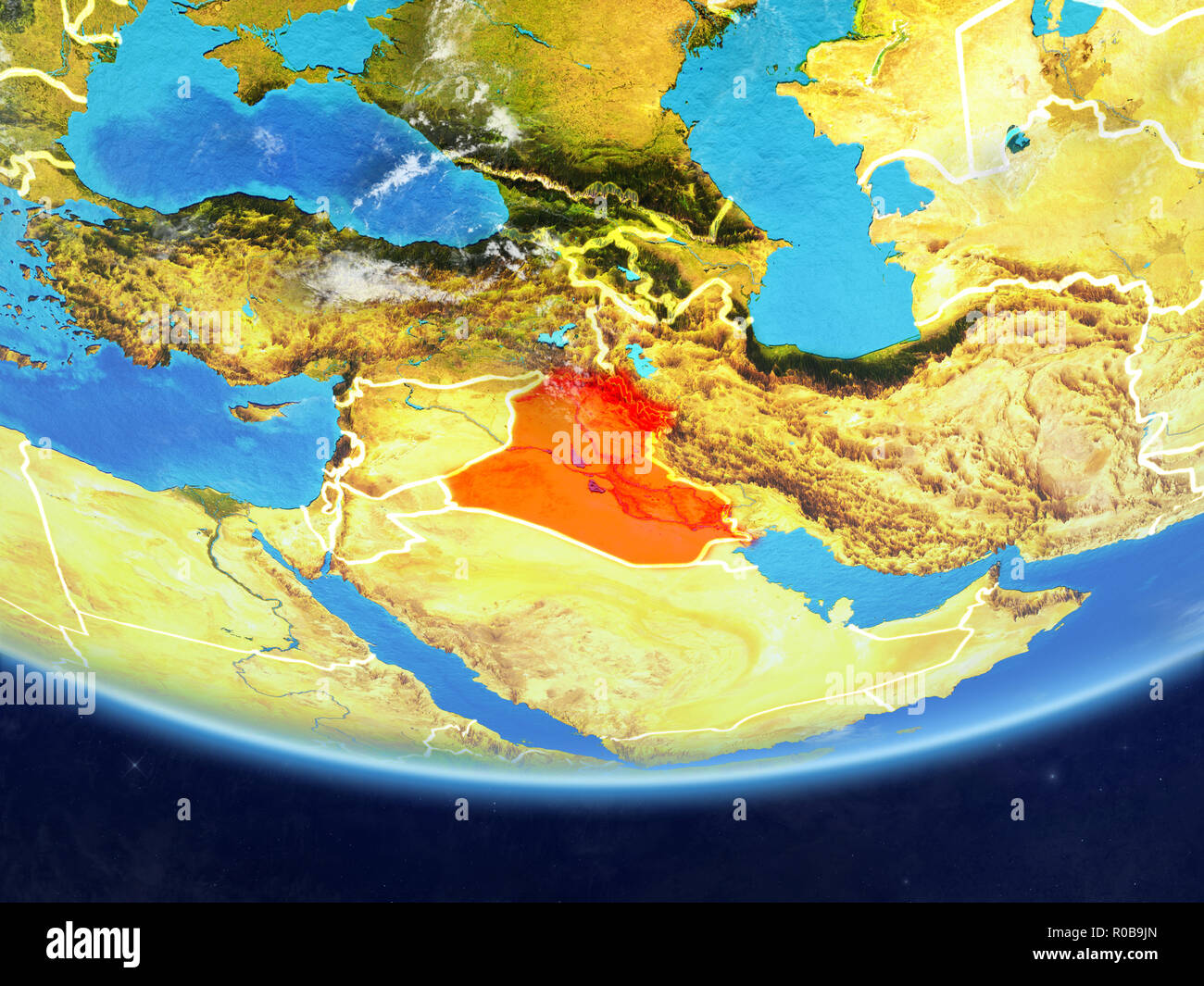 Iraq On Realistic Model Of Planet Earth With Country Borders And Very Detailed Planet Surface 3468