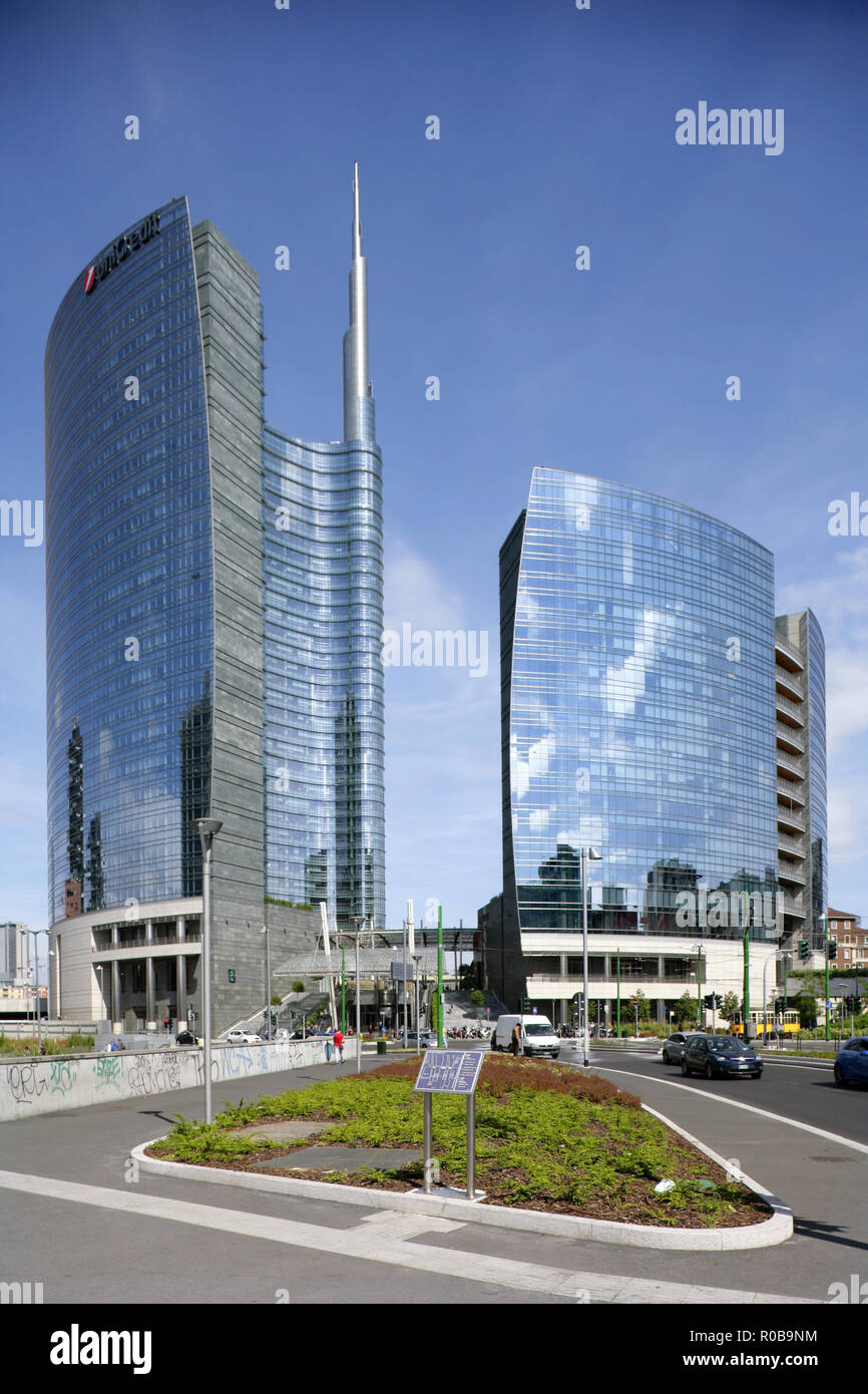 The 231m Torre Unicredit (Unicredit Tower) in the Porta Nuova district, designed by Cesar Pelli ...