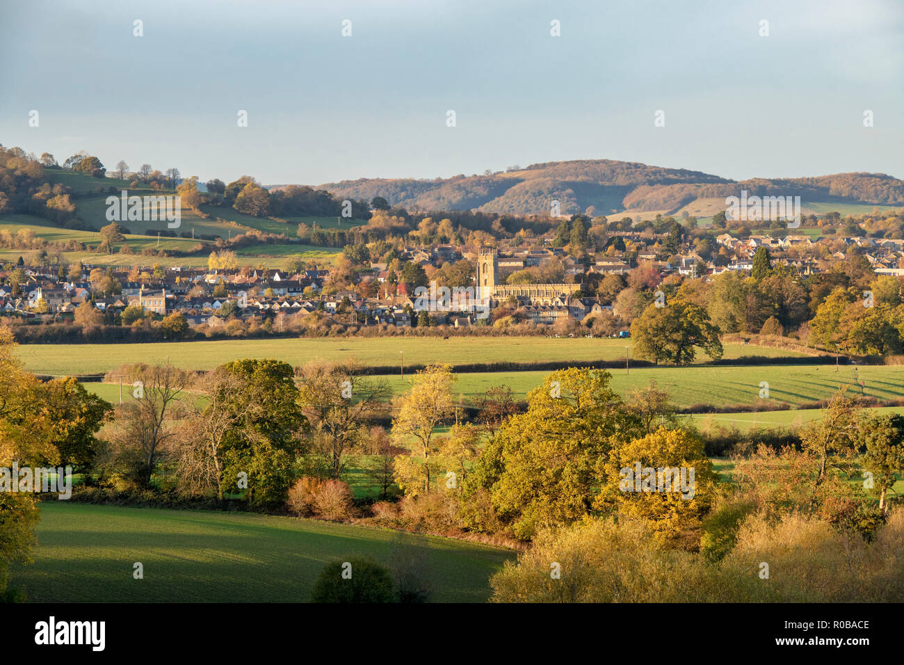 Winchcombe in the autumn in the late afternoon sunlight. Winchcombe ...