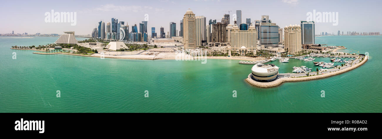 The skyline of Doha, Qatar. Modern rich middle eastern city of ...