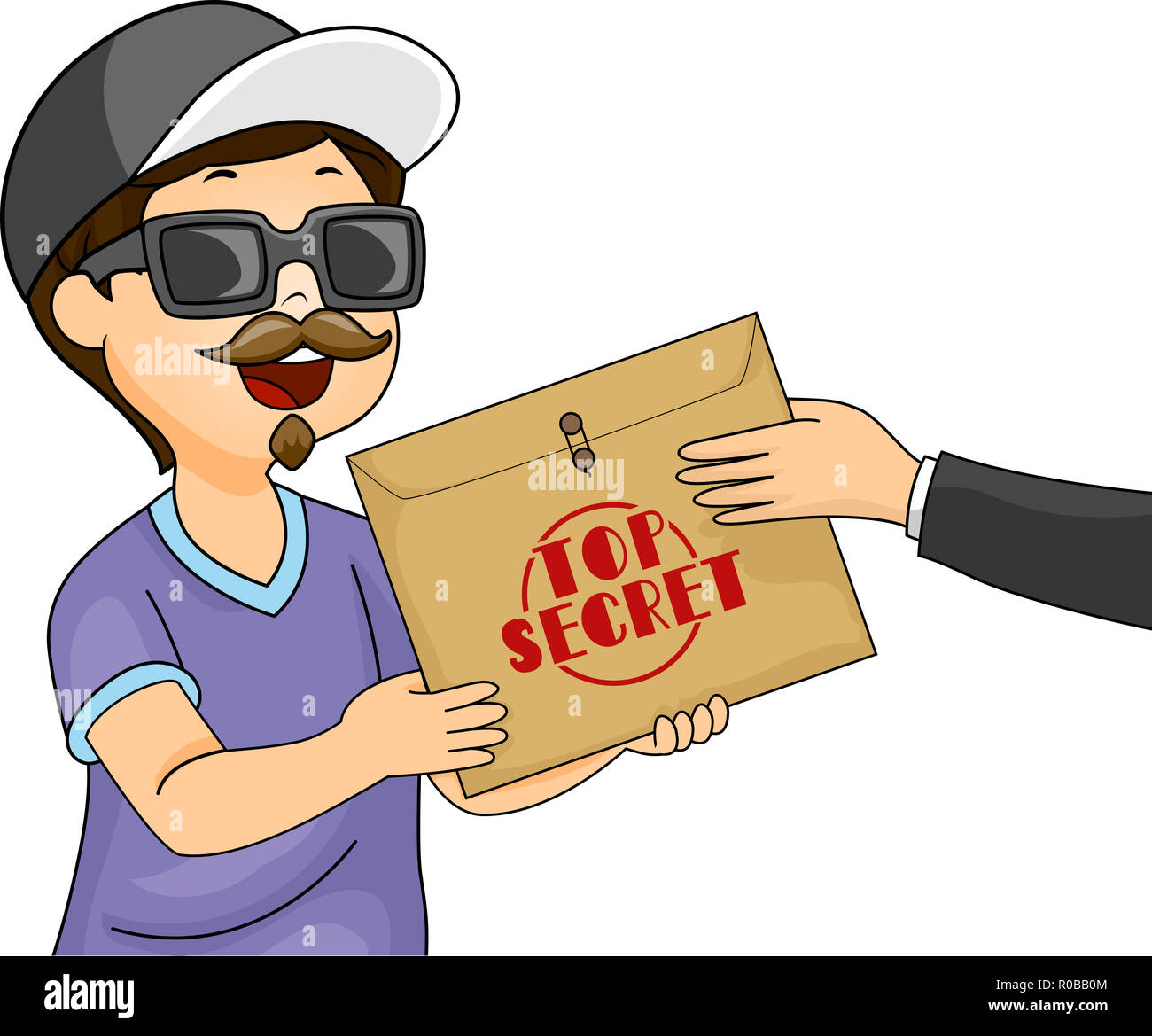 Illustration of a Kid Boy in Mask or Disguise Receiving a Top Secret ...