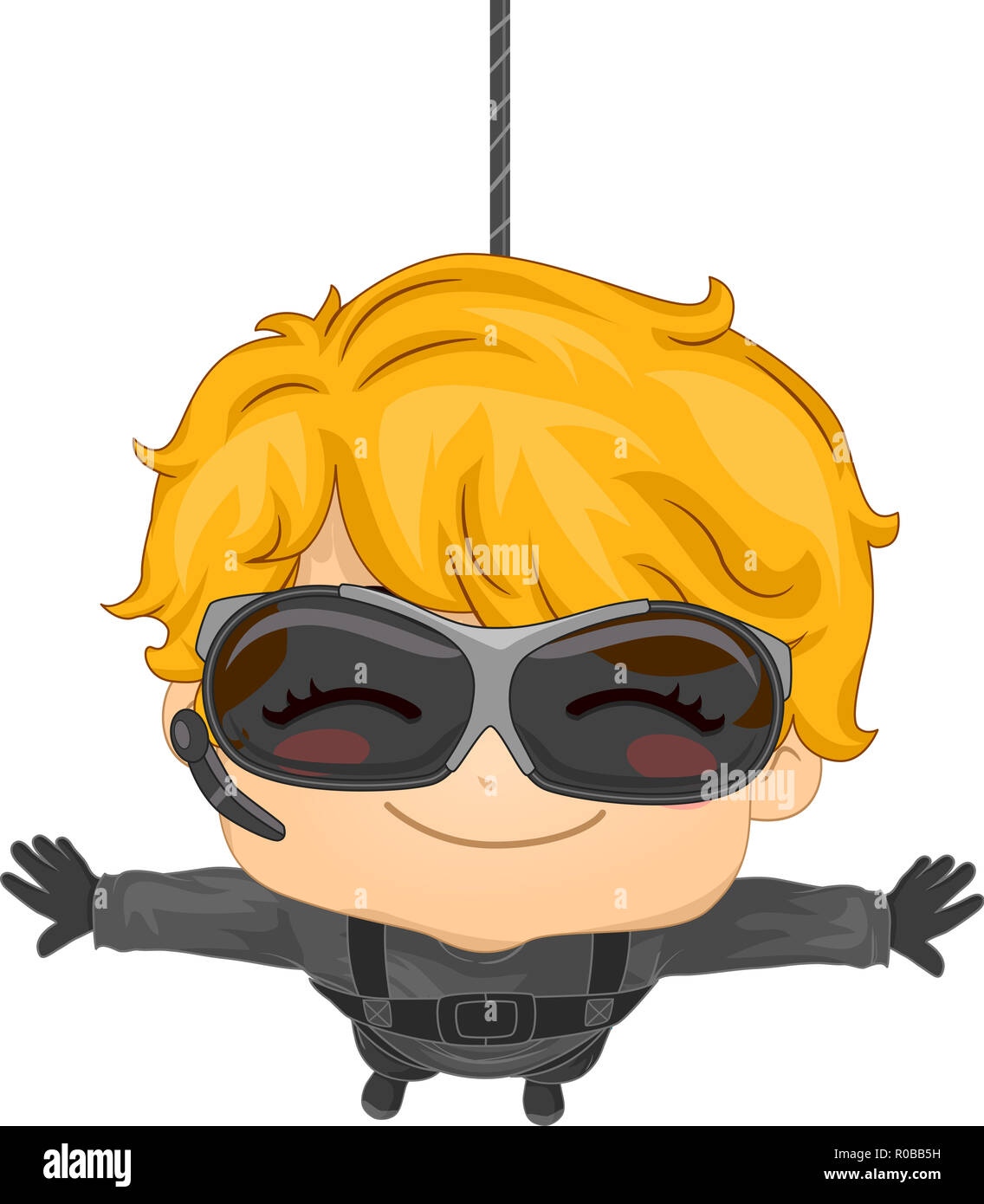 Illustration of a Secret Agent Kid Boy During a Mission Hanging By a ...