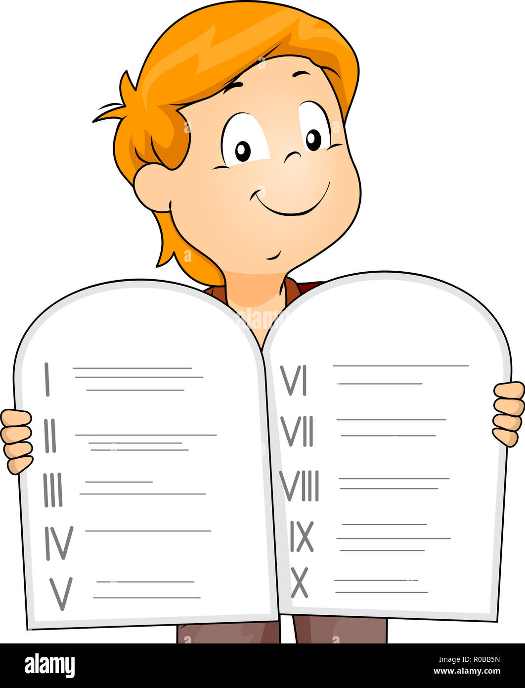 Illustration of a Kid Boy Holding a Ten Commandments Stone Tablet Stock ...