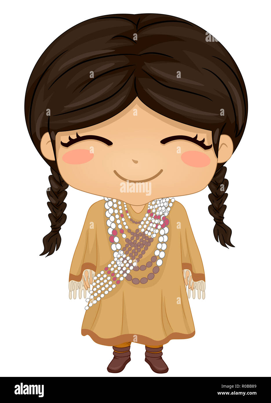 Illustration of a Native American Kid Girl From the Sioux Tribe Stock ...