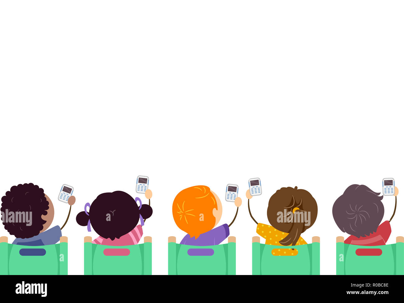 Border Illustration of Stickman Kids Using Clickers in Class Stock ...