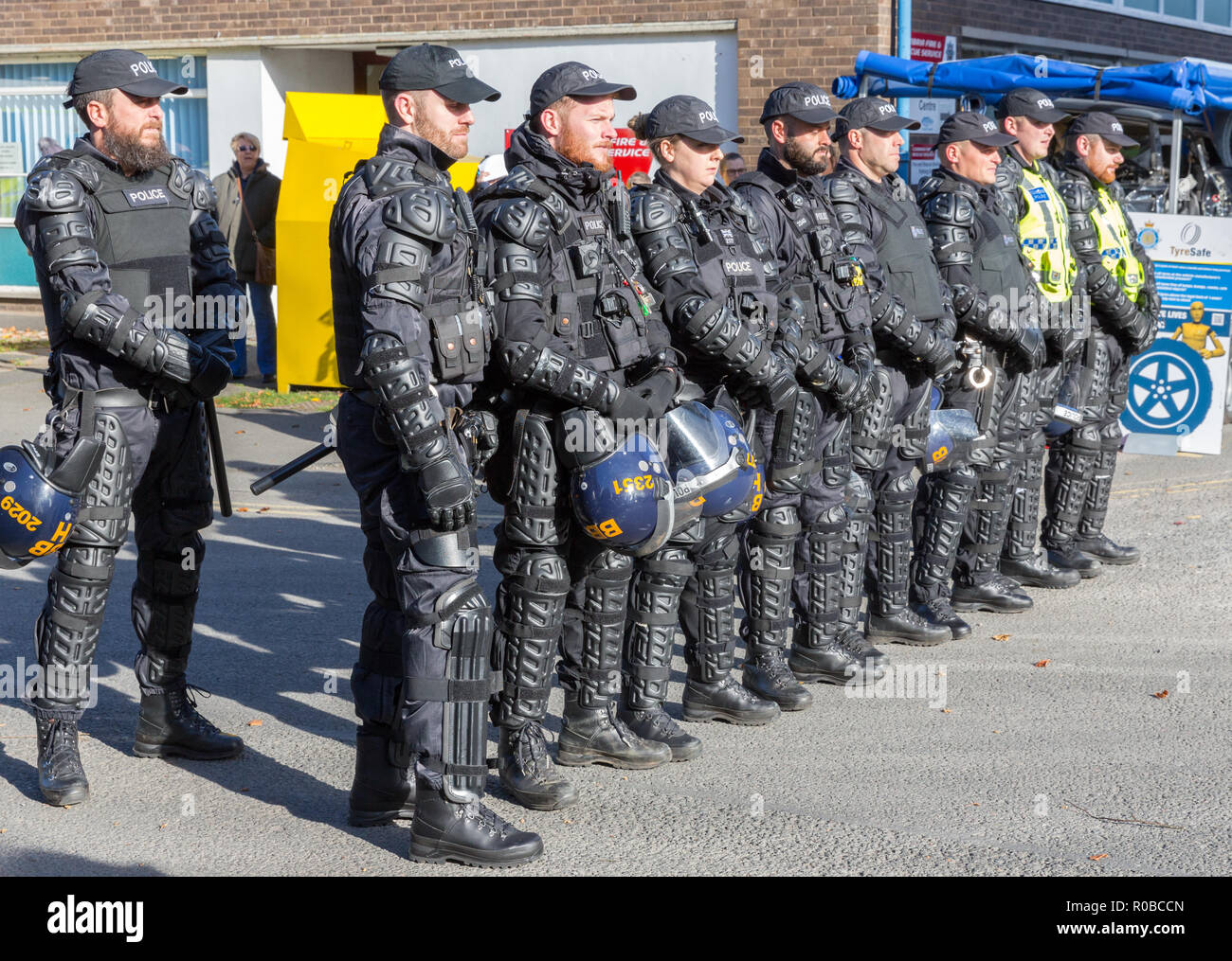 A Demonstration to the public of riot police tactics at a police open ...