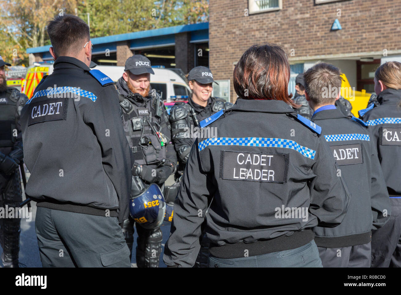 A Demonstration to the public of riot police tactics at a police open ...