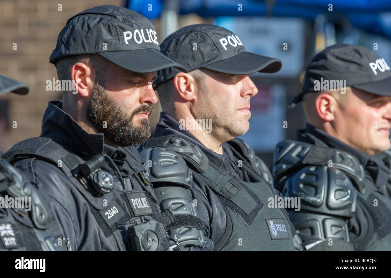 A Demonstration to the public of riot police tactics at a police open ...