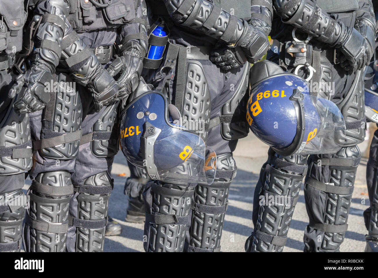 A Demonstration to the public of riot police tactics at a police open ...