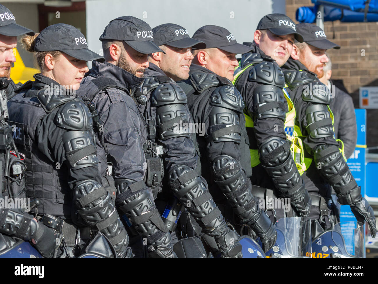 A Demonstration to the public of riot police tactics at a police open ...