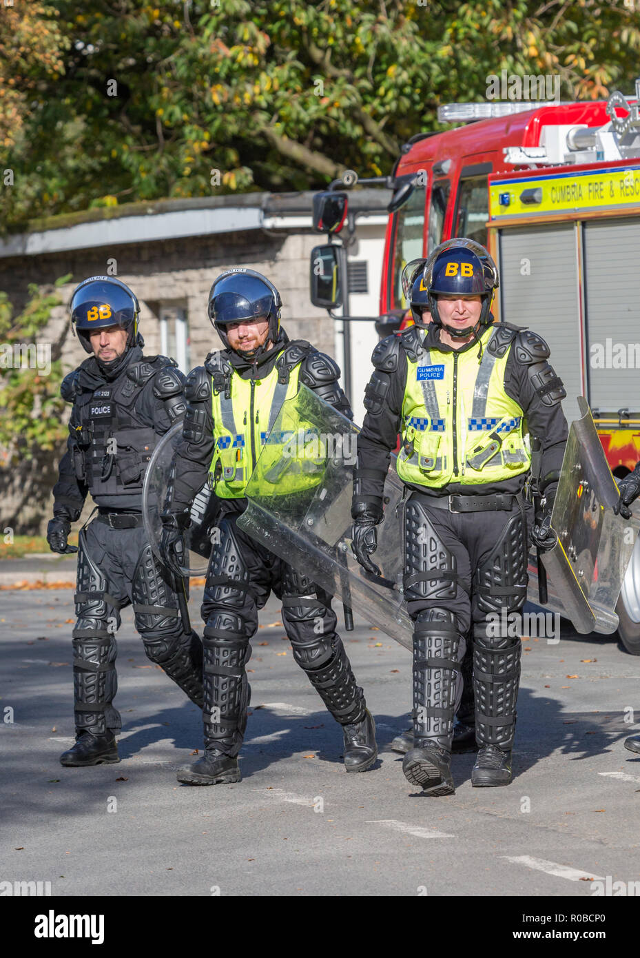 A Demonstration to the public of riot police tactics at a police open ...