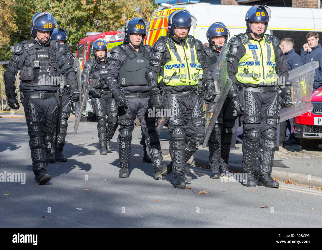 A Demonstration to the public of riot police tactics at a police open ...