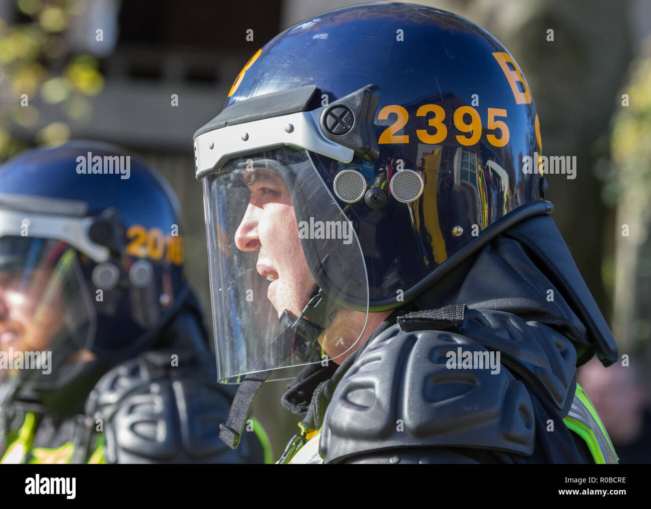 A Demonstration to the public of riot police tactics at a police open ...