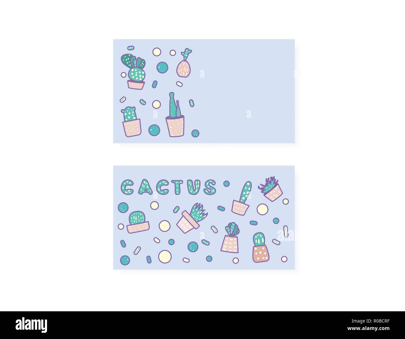 Vector cactus design set. Houseplant composition in doodle style Stock ...