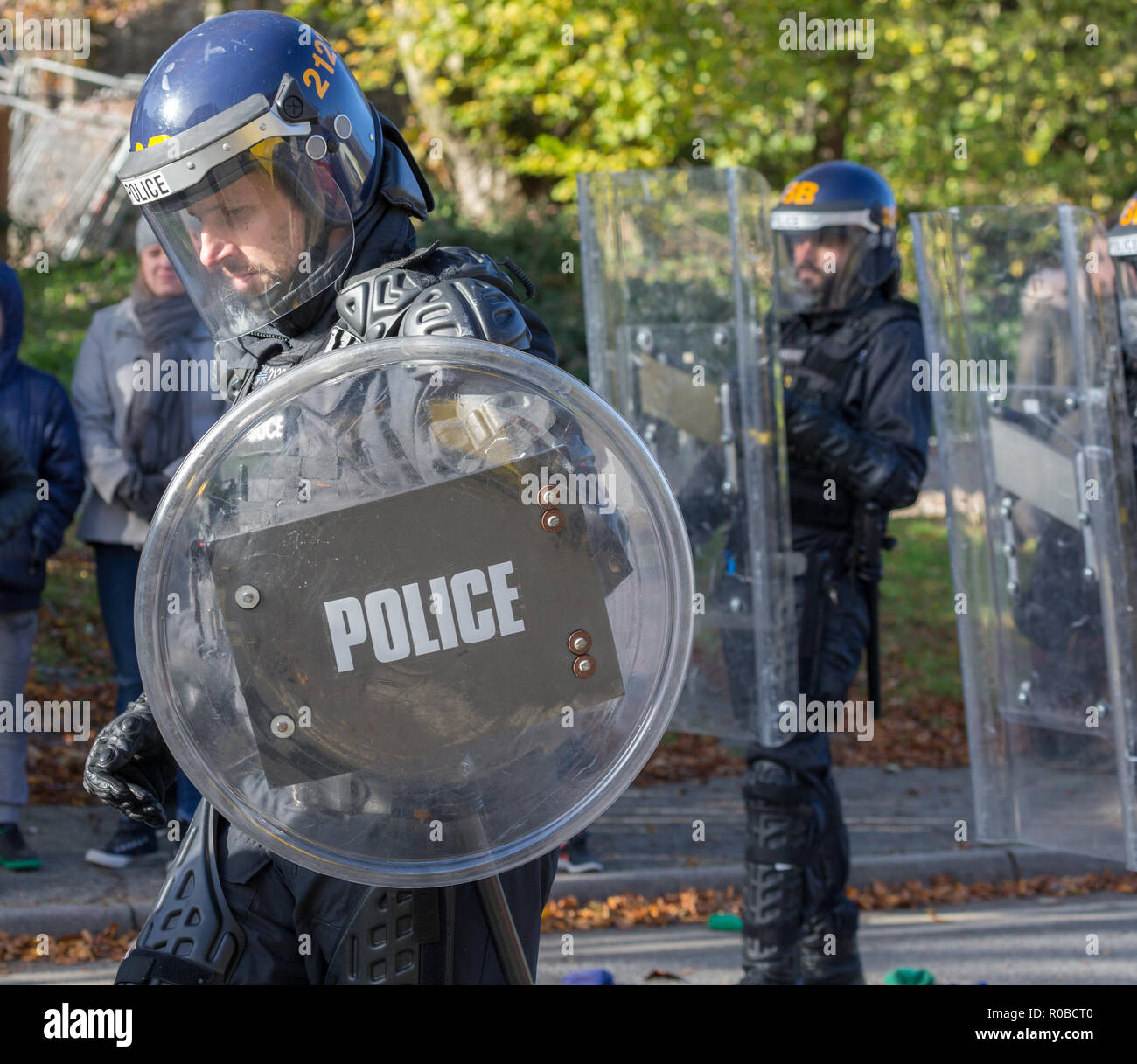 A Demonstration to the public of riot police tactics at a police open ...