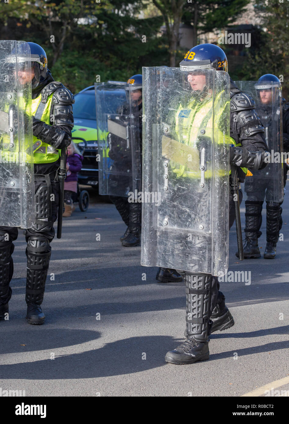 A Demonstration to the public of riot police tactics at a police open ...