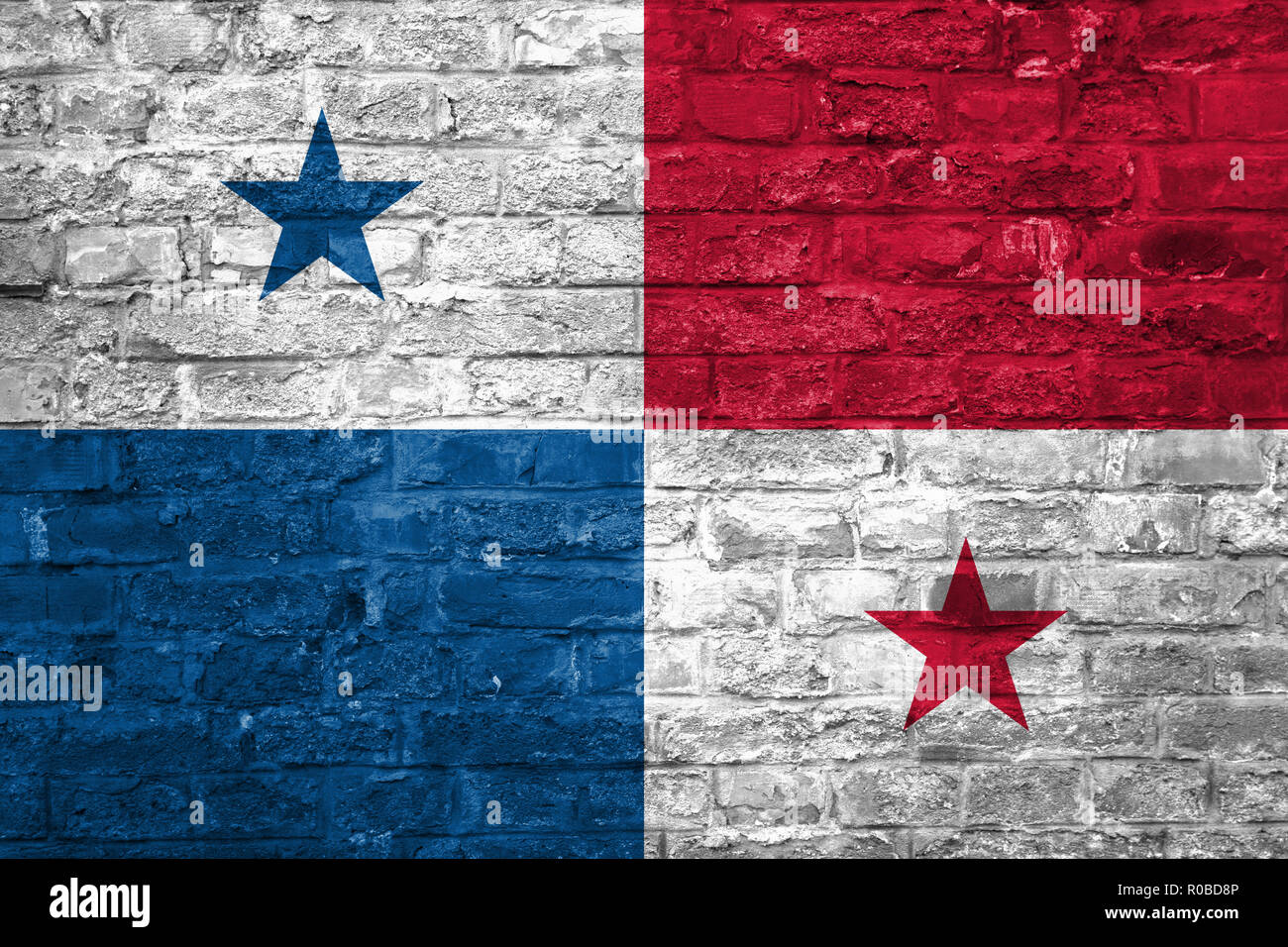 Flag of Panama over an old brick wall background, surface Stock Photo ...