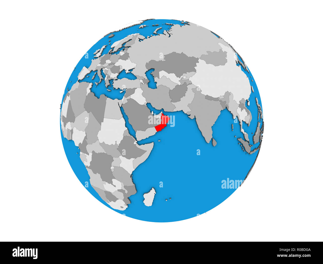 Oman on blue political 3D globe. 3D illustration isolated on white ...
