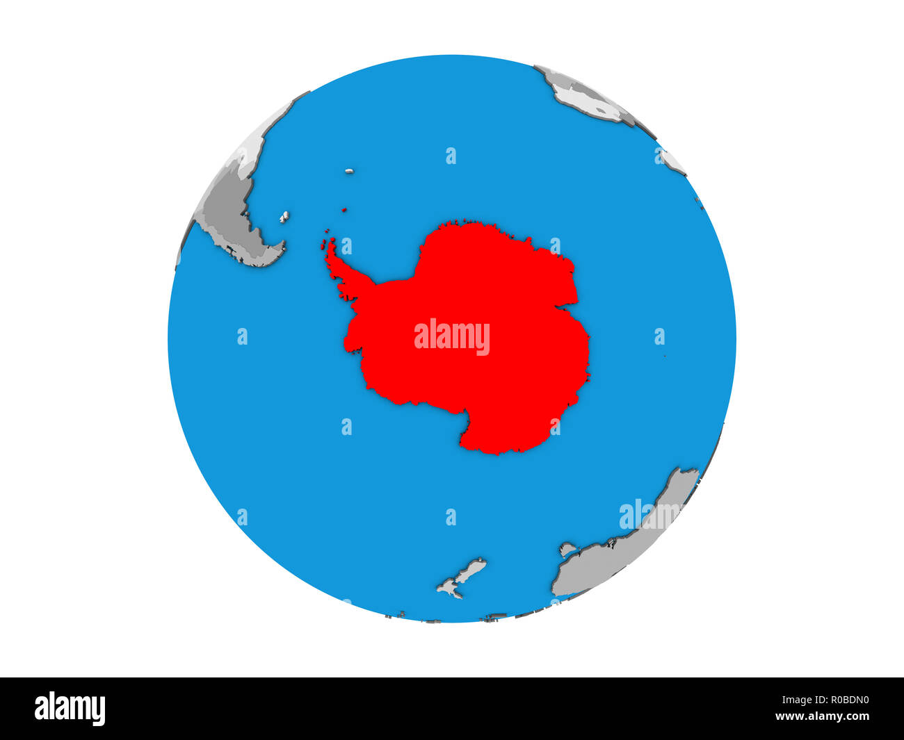 Antarctica on blue political 3D globe. 3D illustration isolated on ...