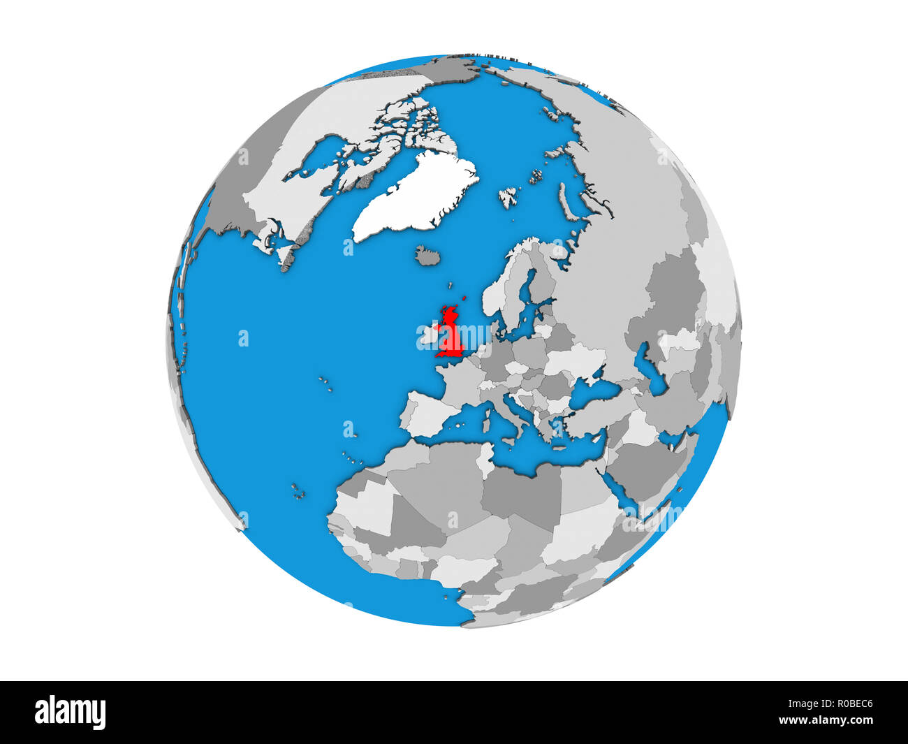 Scotland on blue political 3D globe. 3D illustration isolated on white ...