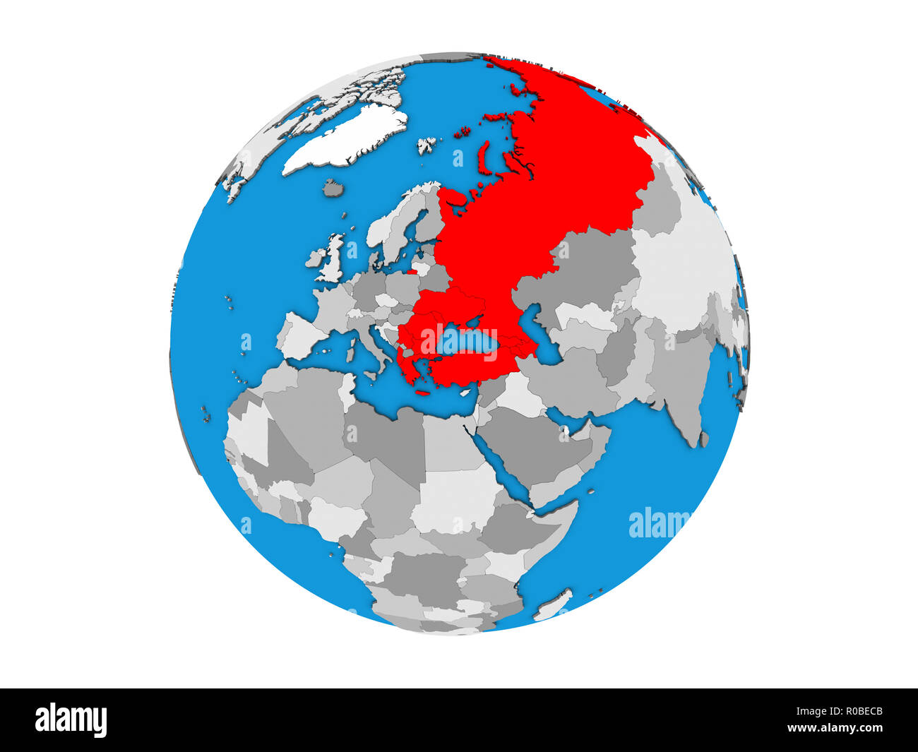 BSEC countries on blue political 3D globe. 3D illustration isolated on ...