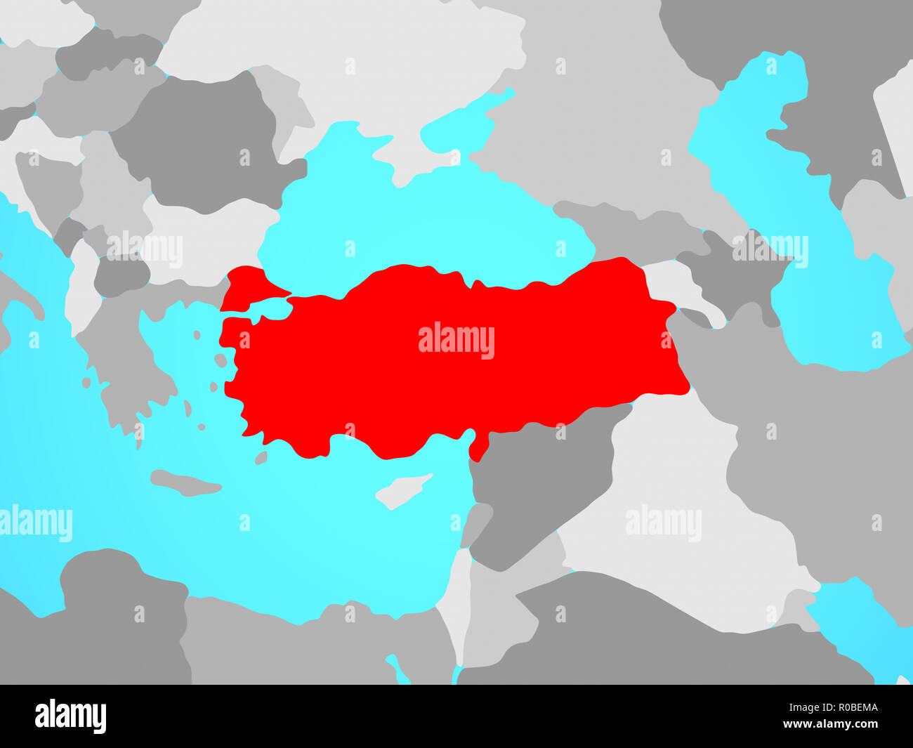 Turkey on blue political globe. 3D illustration Stock Photo - Alamy