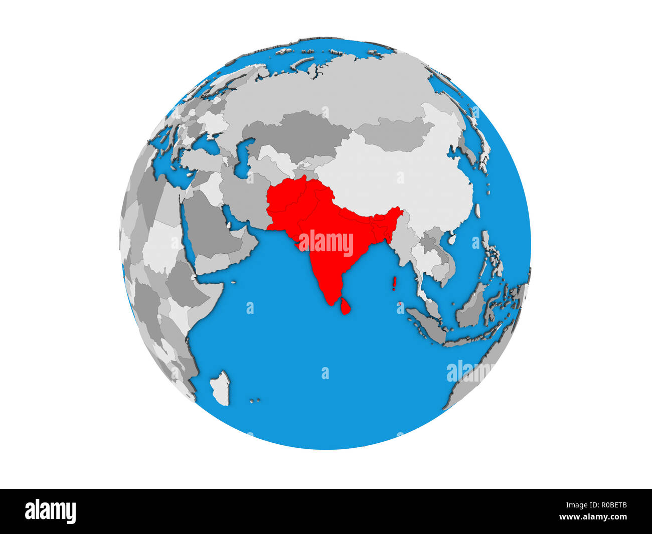 SAARC memeber states on blue political 3D globe. 3D illustration ...