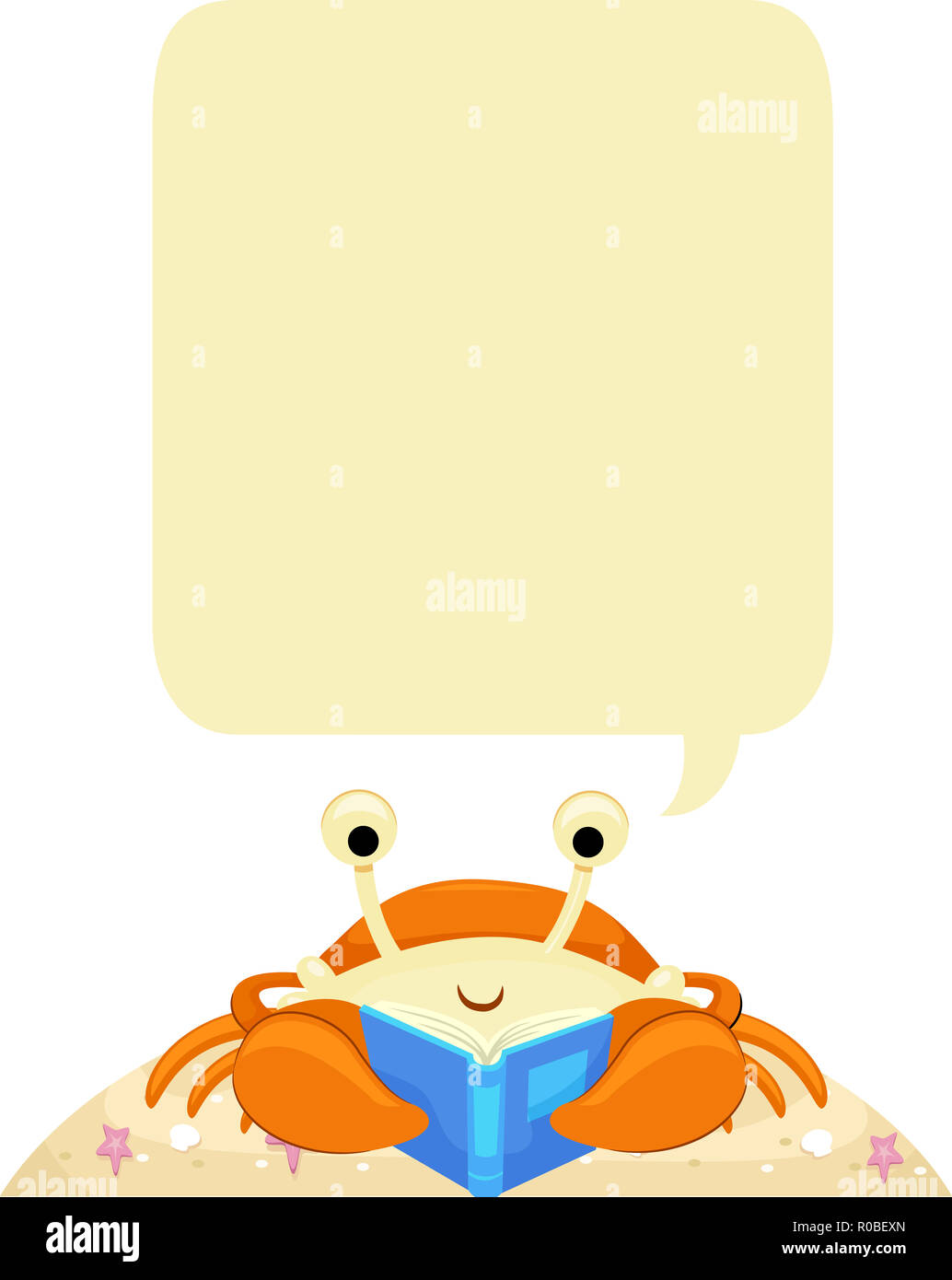 Illustration of a Crab with a Blank Speech Bubble Reading a Book Out ...