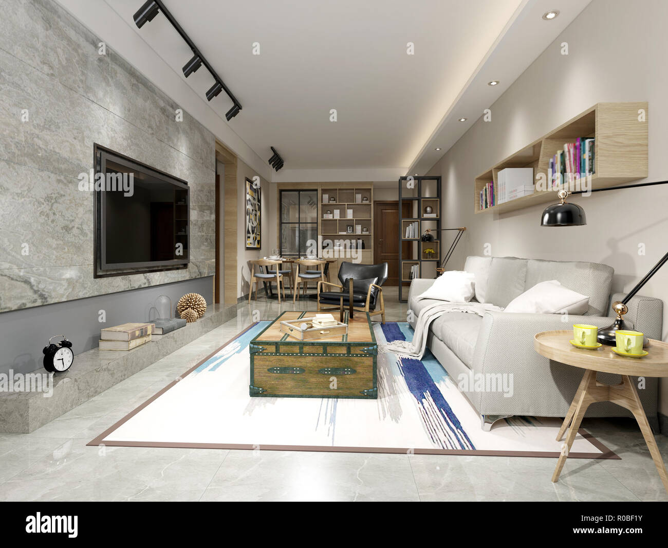 3d render home interior living room Stock Photo - Alamy