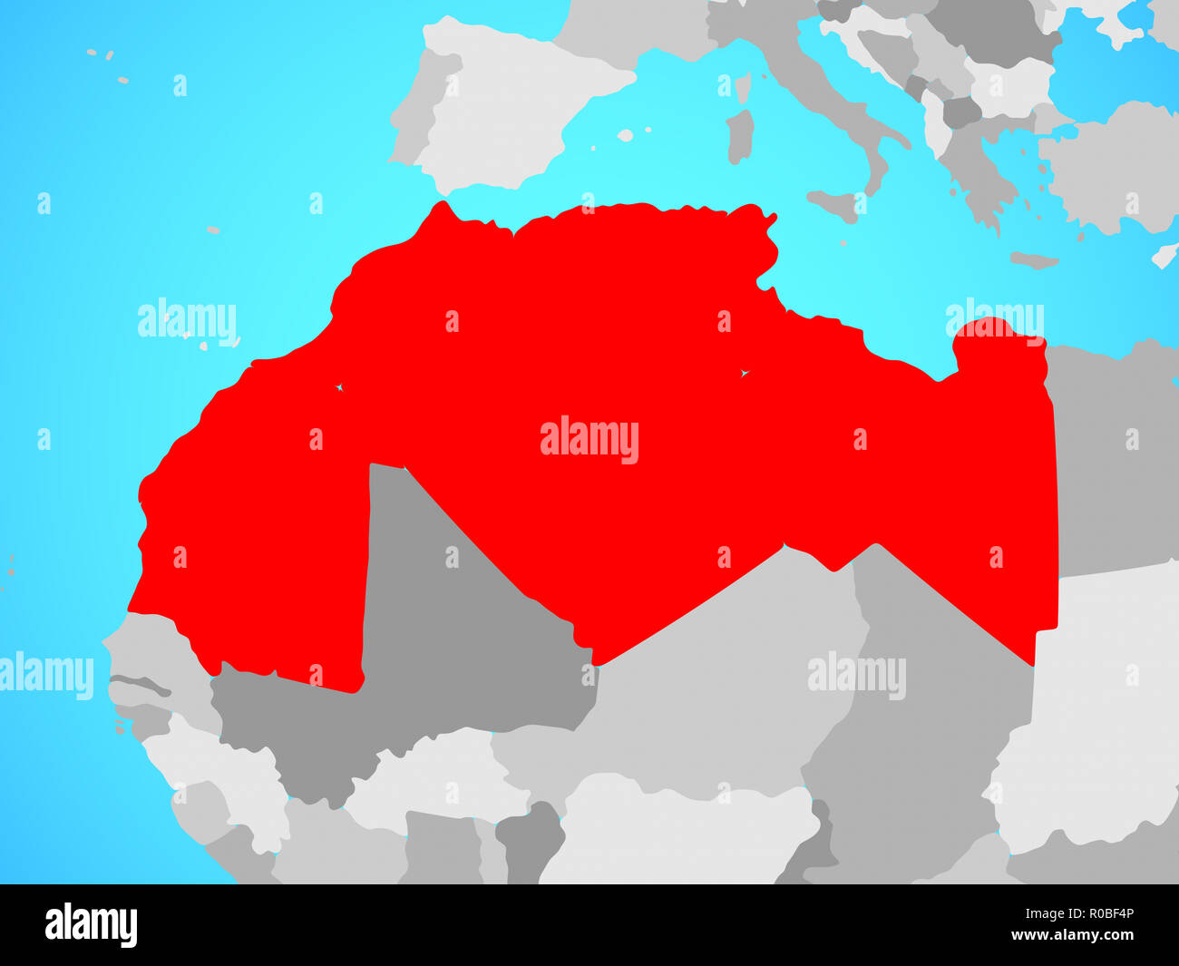 Maghreb region on blue political globe. 3D illustration Stock Photo - Alamy