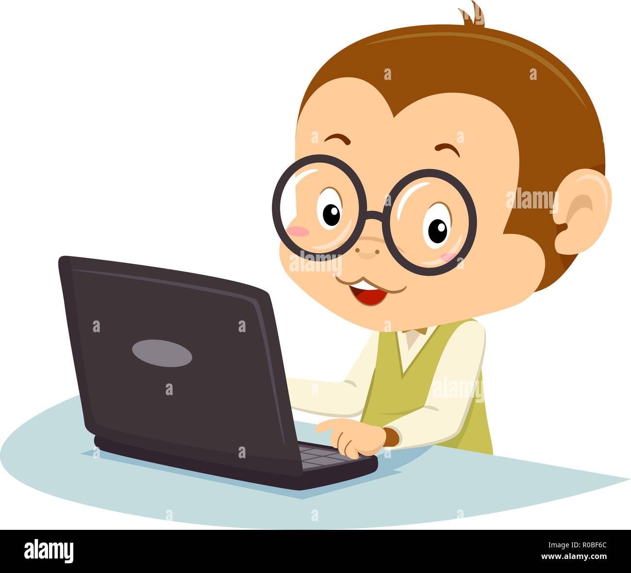 Illustration of a Monkey Mascot Using a Laptop Stock Photo - Alamy