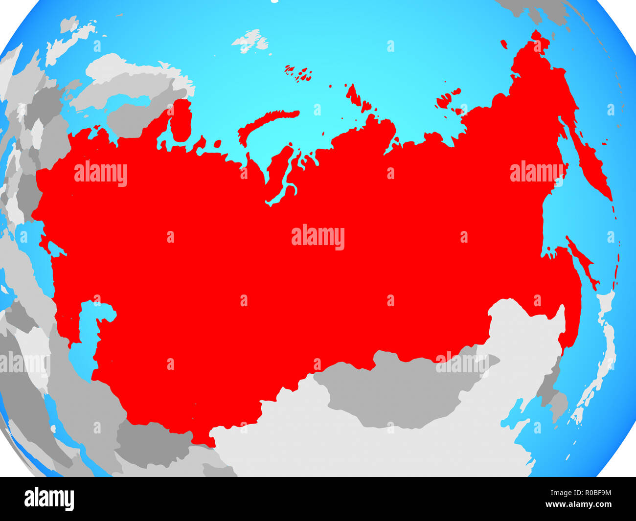 Soviet Union on blue political globe. 3D illustration Stock Photo - Alamy