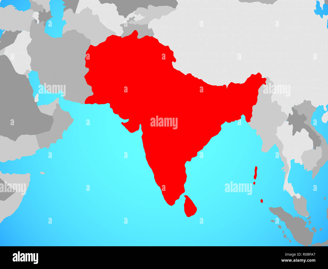 SAARC memeber states on blue political globe. 3D illustration Stock ...
