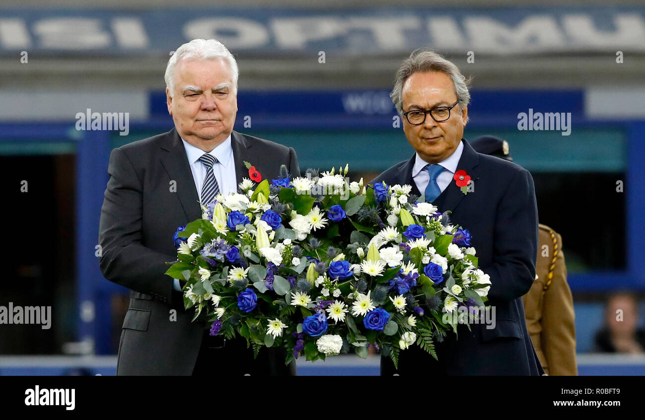 Everton chairman Bill Kenwright (left) and Everton Owner Farhad Moshiri ...
