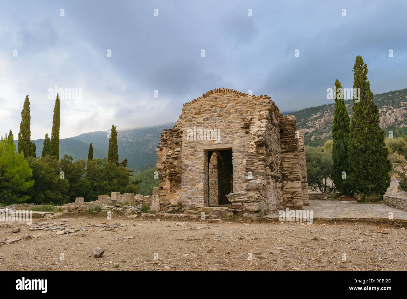 Byzantine monastery at Kesariani aesthetic forest on mountain Hymettus ...