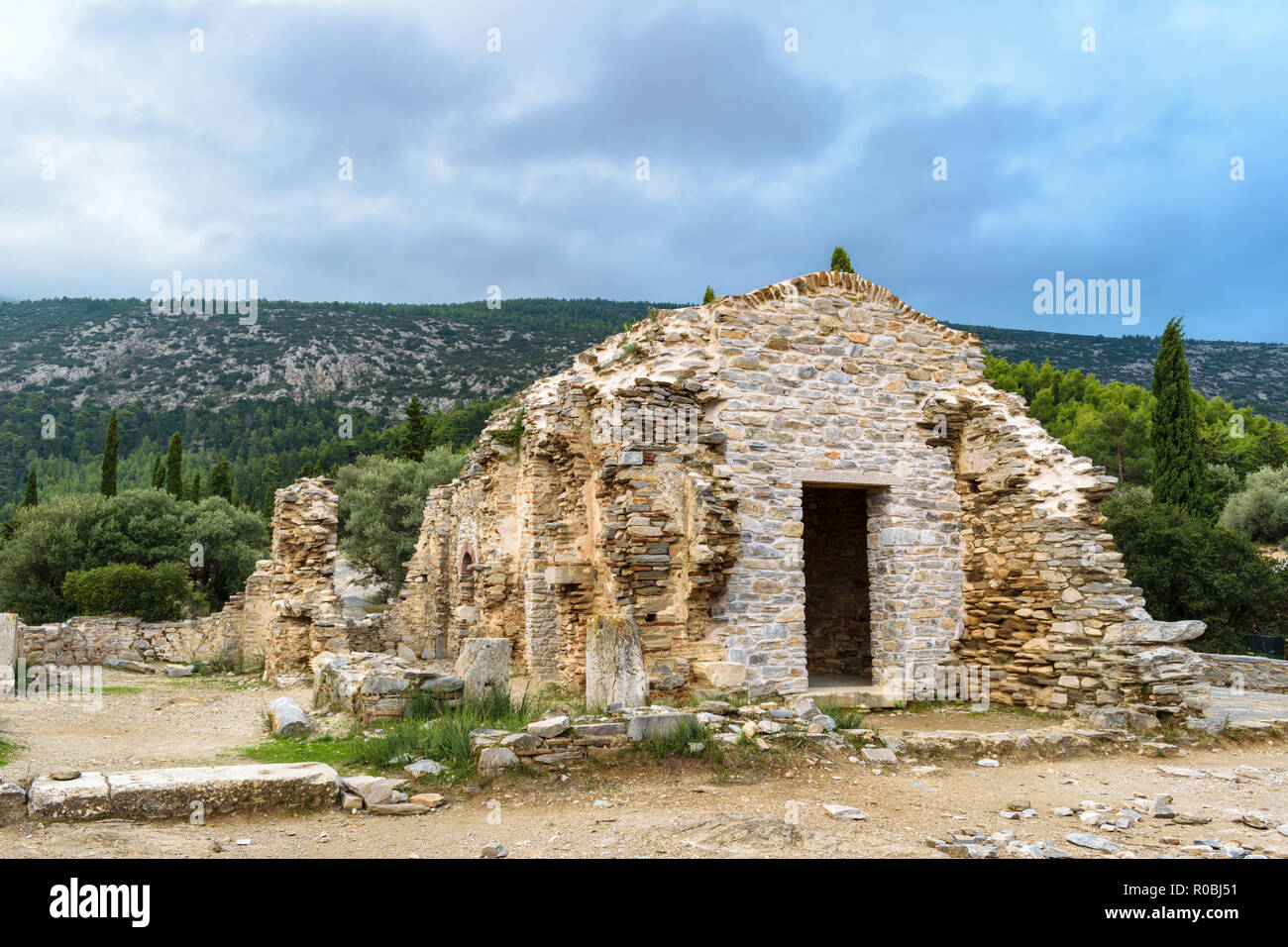 Byzantine monastery at Kesariani aesthetic forest on mountain Hymettus ...