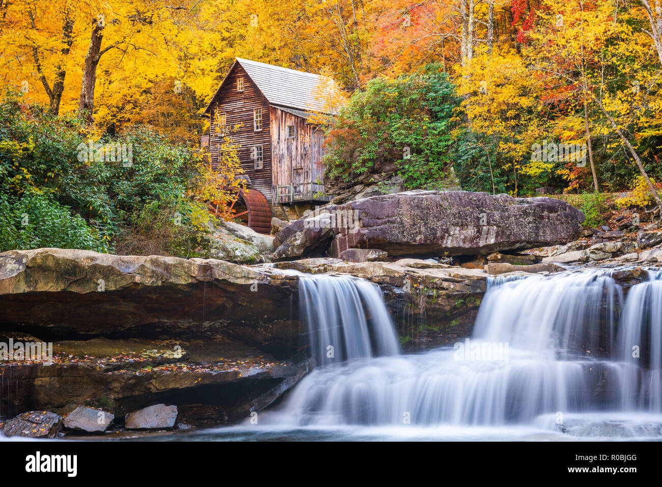 Babcock State Park, West Virginia, USA at Glade Creek Grist Mill during ...