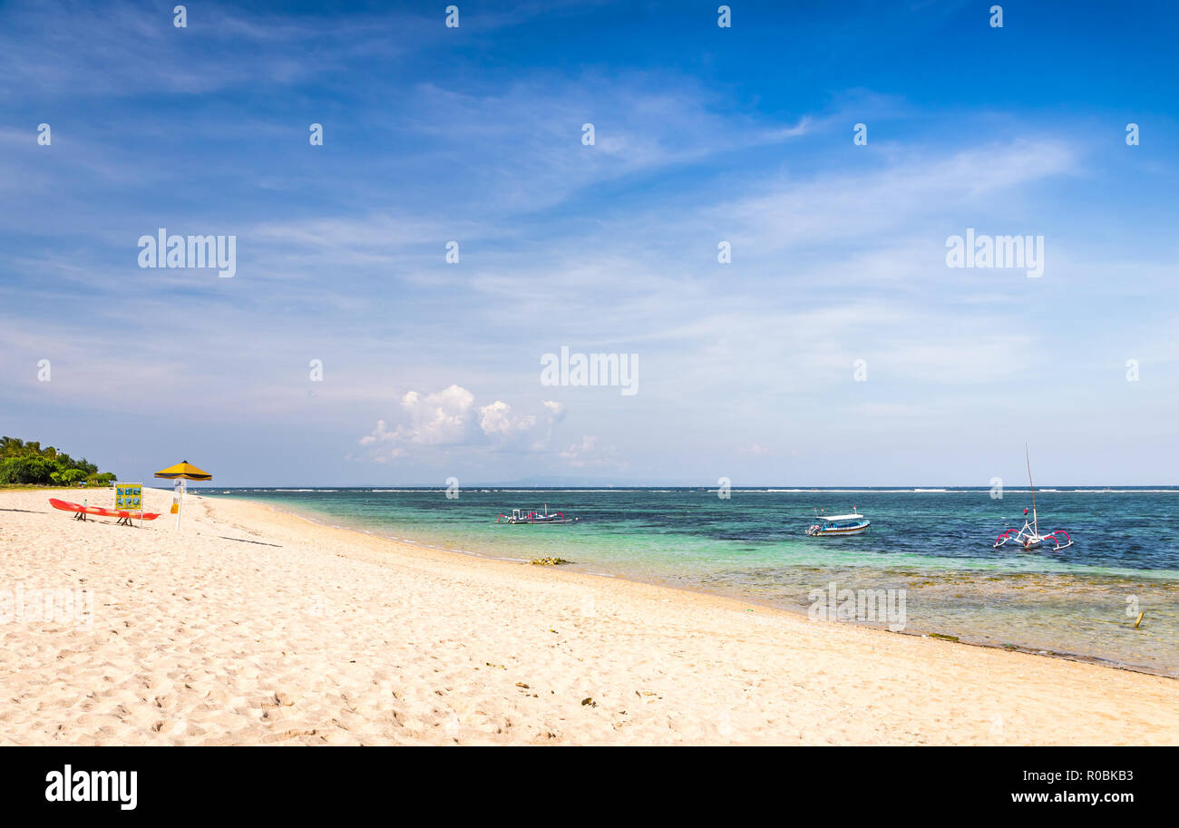 Scenery of paradise sandy beach on Bali island, Indonesia Stock Photo ...