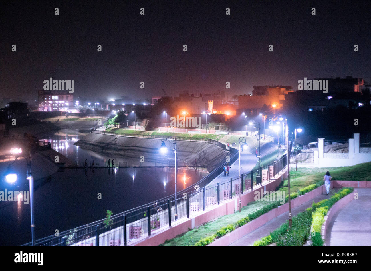 Night shots of the dravyavati river project park in jaipur rajas Stock ...