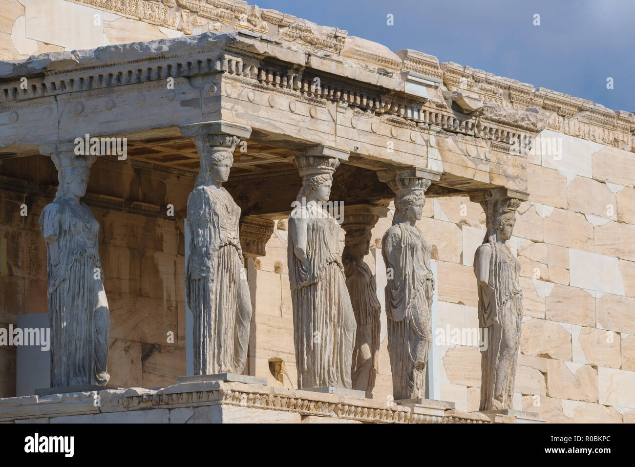 Athens, Greece - October 28 2018: Caryatid statues in Erechtheion ...