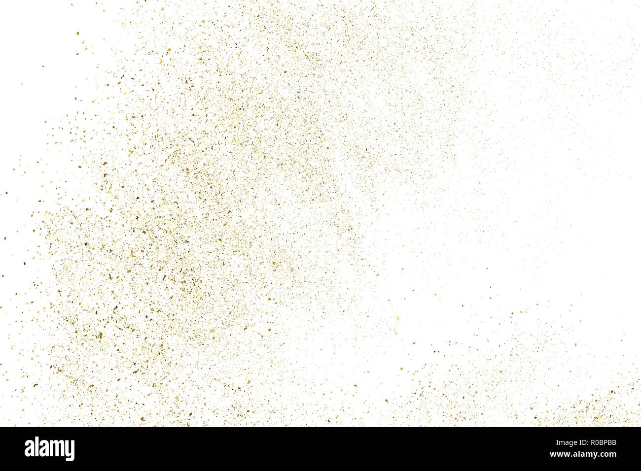Gold Glitter Texture Isolated On White. Amber Particles Color. Celebratory Background. Golden ...