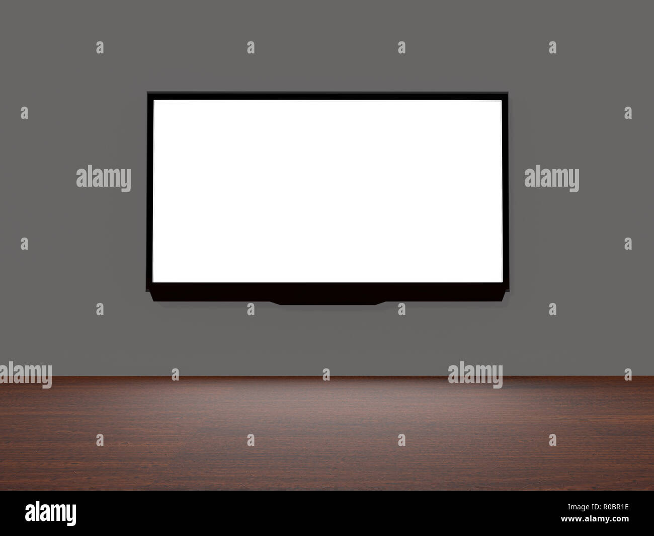 Modern LED TV on a wall. 3D rendering Stock Photo - Alamy