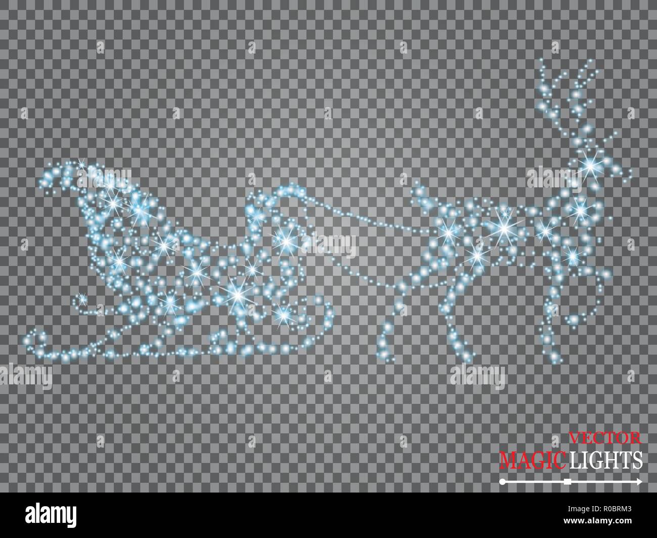 Glow light effect. Star burst with sparkles. Sleigh. Deer Stock Vector ...