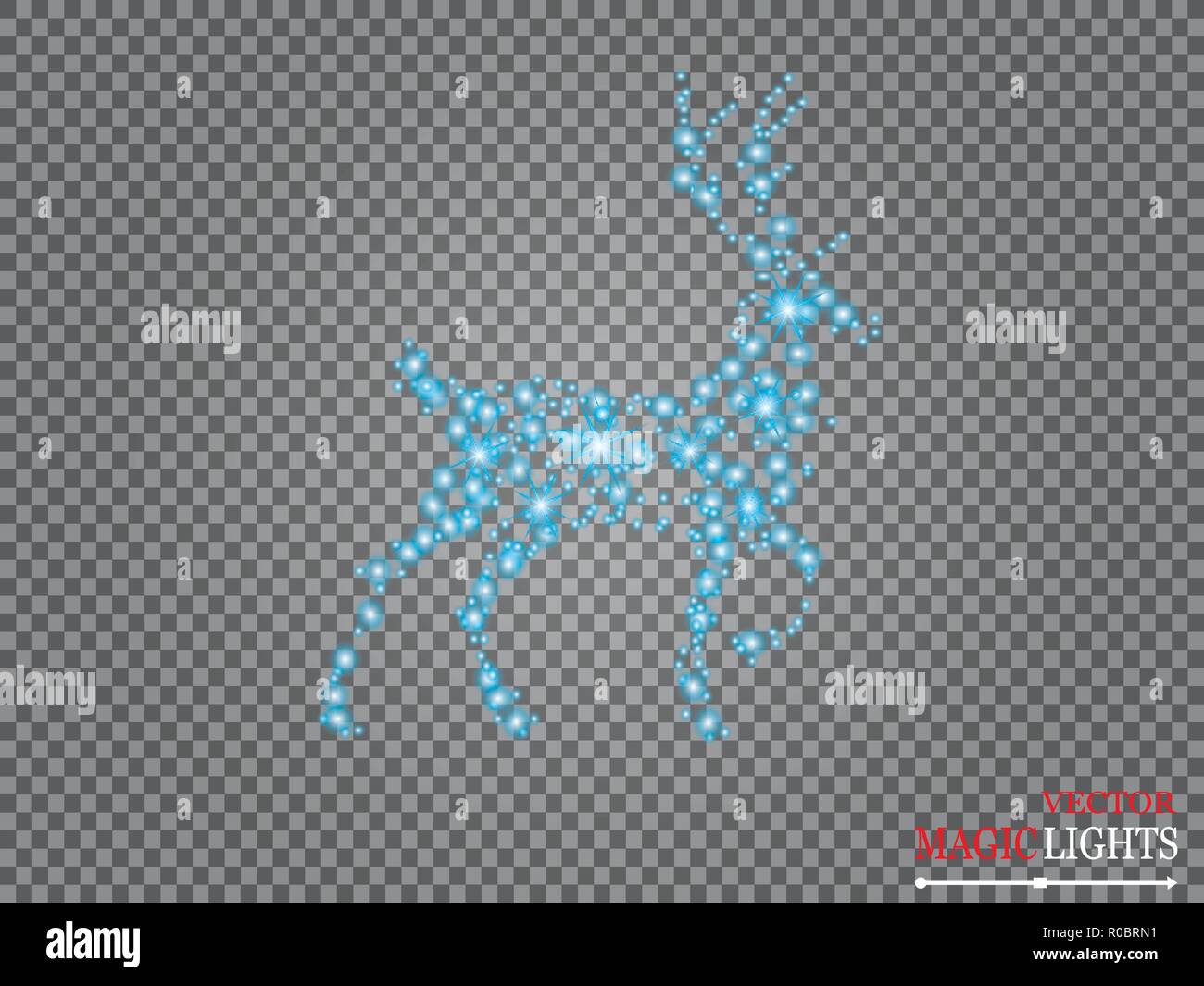 Glow light effect. Star burst with sparkles. Sleigh. Deer Stock Vector ...