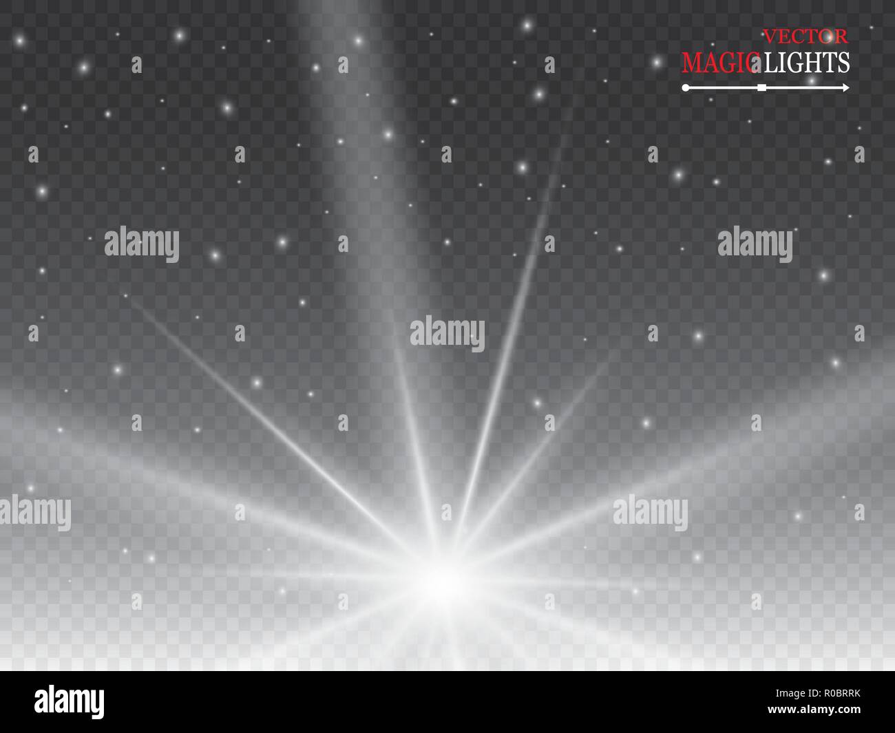 Glow light effect. Starburst with sparkles on transparent background. Vector illustration Stock ...