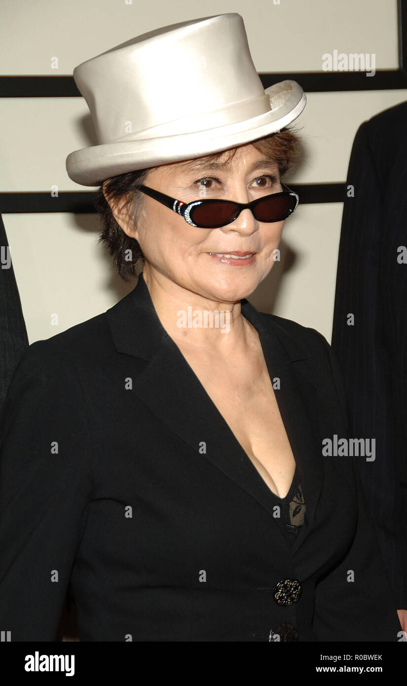 Yoko Ono arriving at 50th Annual Grammy Award at the Staples Center In ...