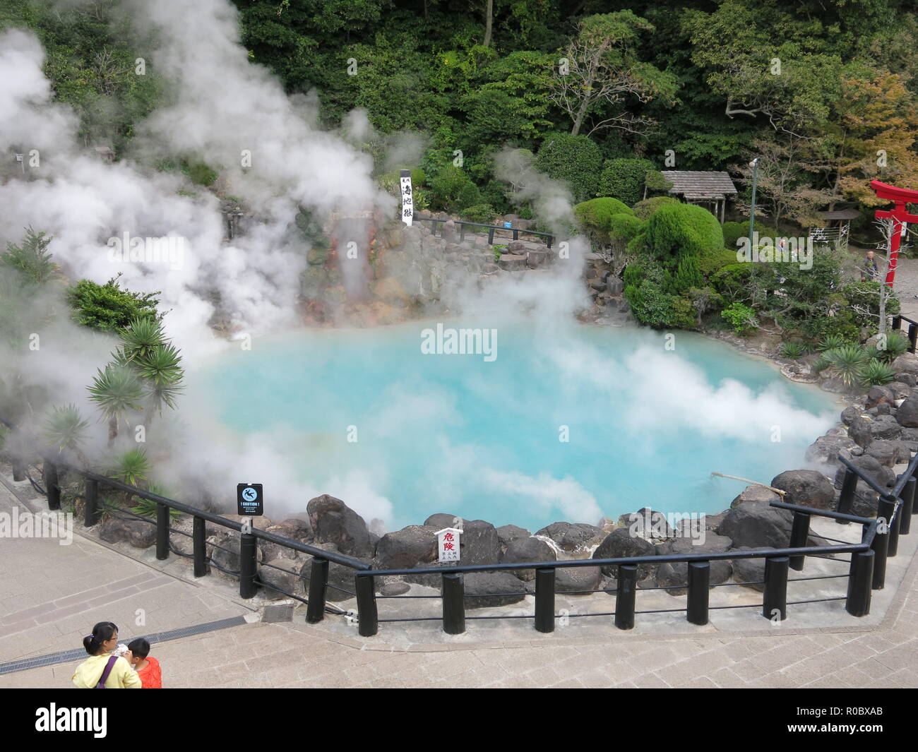 A view of the steam rising from the hot springs at one of the 8 "Hells ...